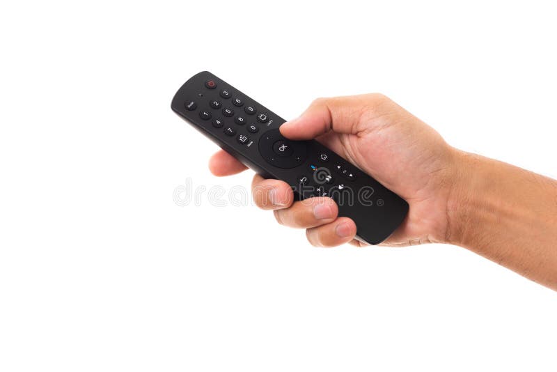 Hand Holding Television and Audio Remote Control Stock Image - Image of ...