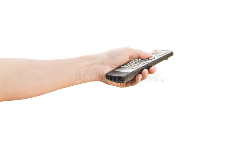 Hand Holding Television Remote Control, Isolated on White Stock Image ...