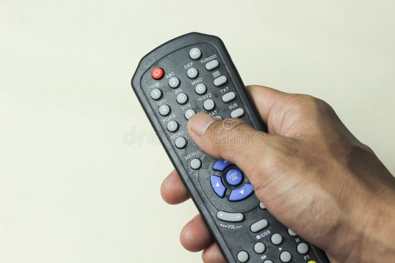 Hand Holding Television Remote Control on White Background. Close Up ...
