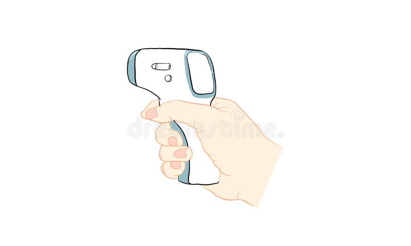 Hand Holding the Temperature Checker Machine, Vector Stock Vector ...