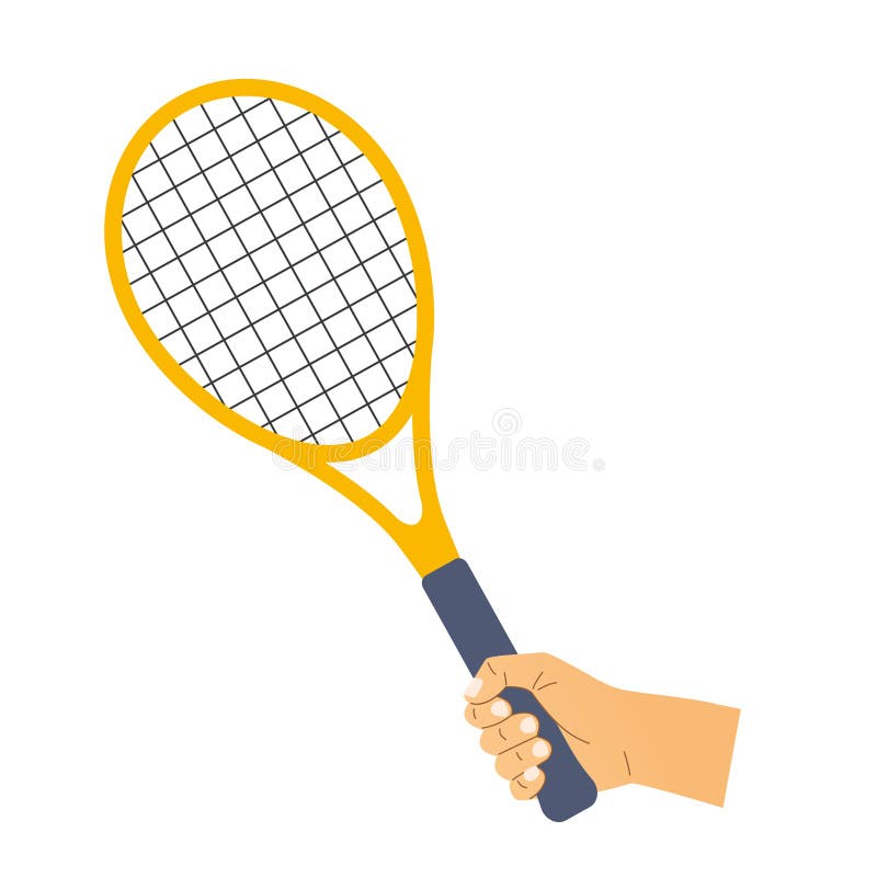 Hand holding tennis racket stock vector. Illustration of leisure ...