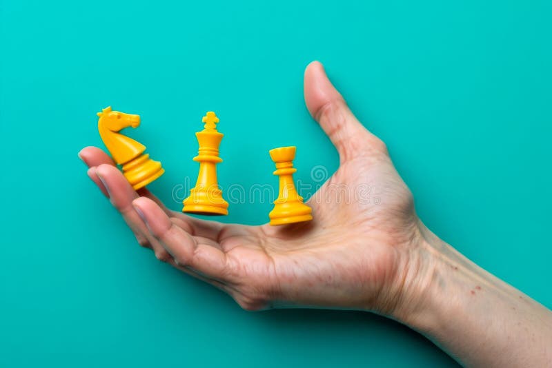 Hand Holding Three Chess Pieces, One of Which is a Knight Stock Image ...