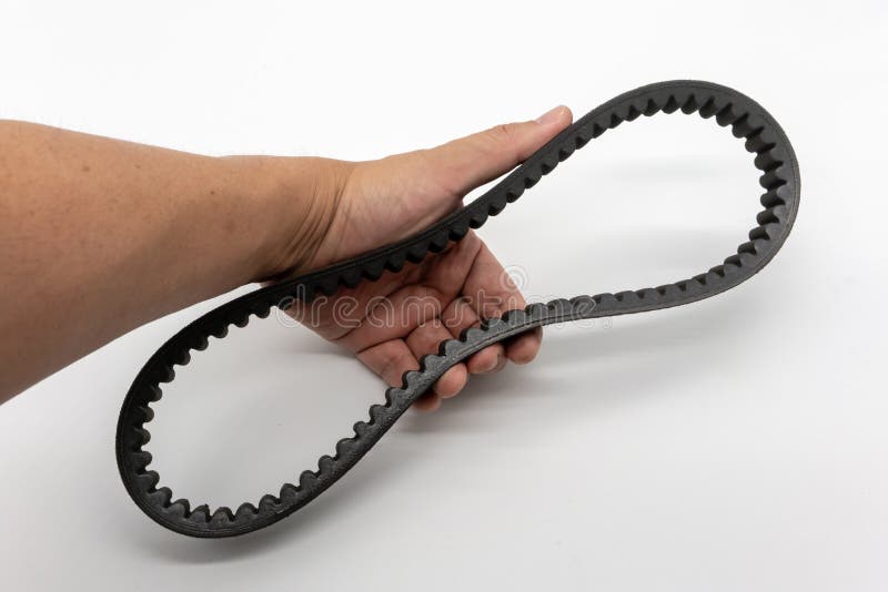 Hand Holding the Timing Belt for Motorcycle Engine Isolated White ...