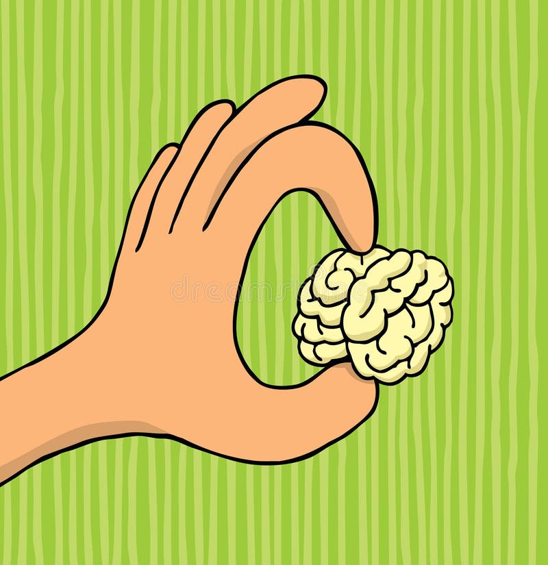 Hand holding tiny brain stock illustration. Illustration of small ...