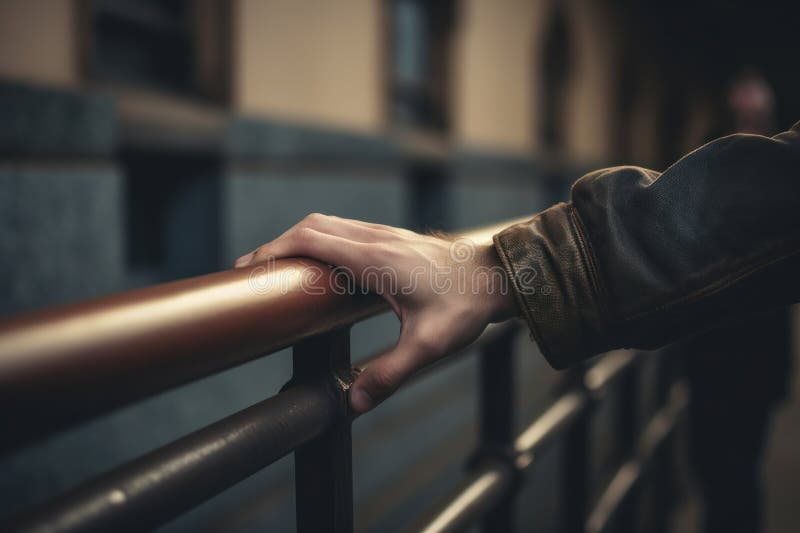The Hand is Holding on To the Railing Stock Illustration - Illustration ...