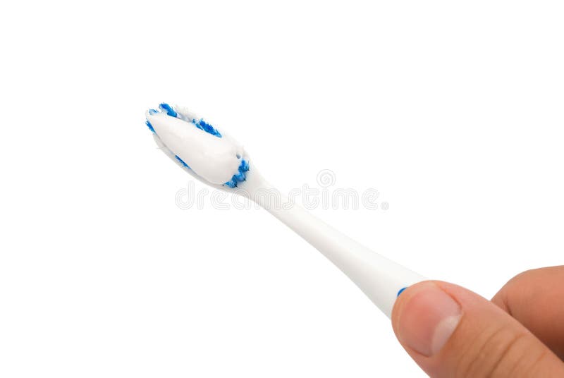 Hand Holding a Toothbrush with Toothpaste Stock Image - Image of tool ...