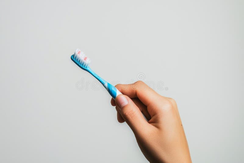 Hand Holding Toothpaste and Toothbrush on White Background Stock Image ...