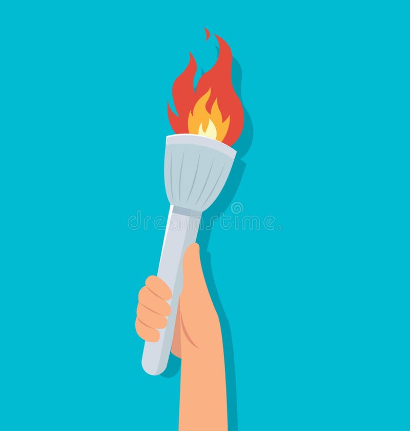 Hand Holding Torch with Burning Flame Vector Illustration Stock Vector ...