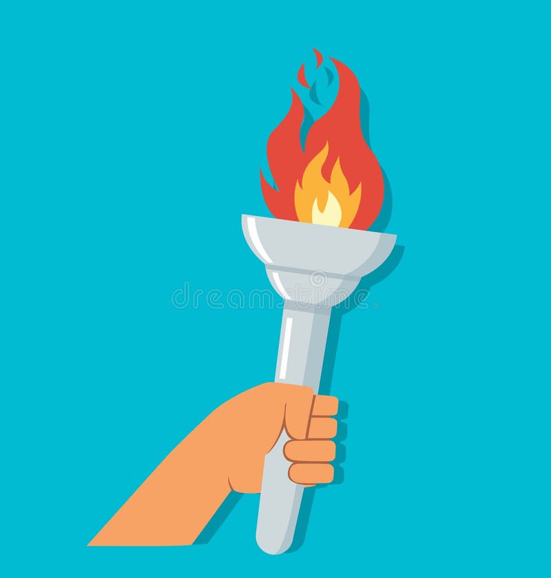 Hand Holding Torch with Burning Flame Vector Illustration Stock Vector ...