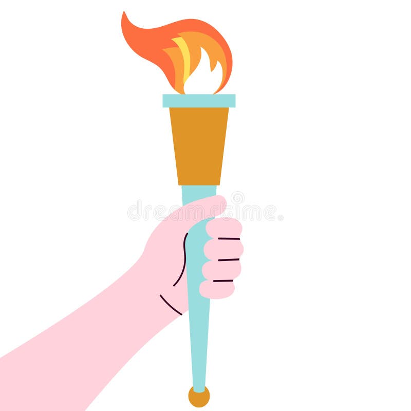 Hand Holding Torch with Fire Stock Vector - Illustration of simple ...