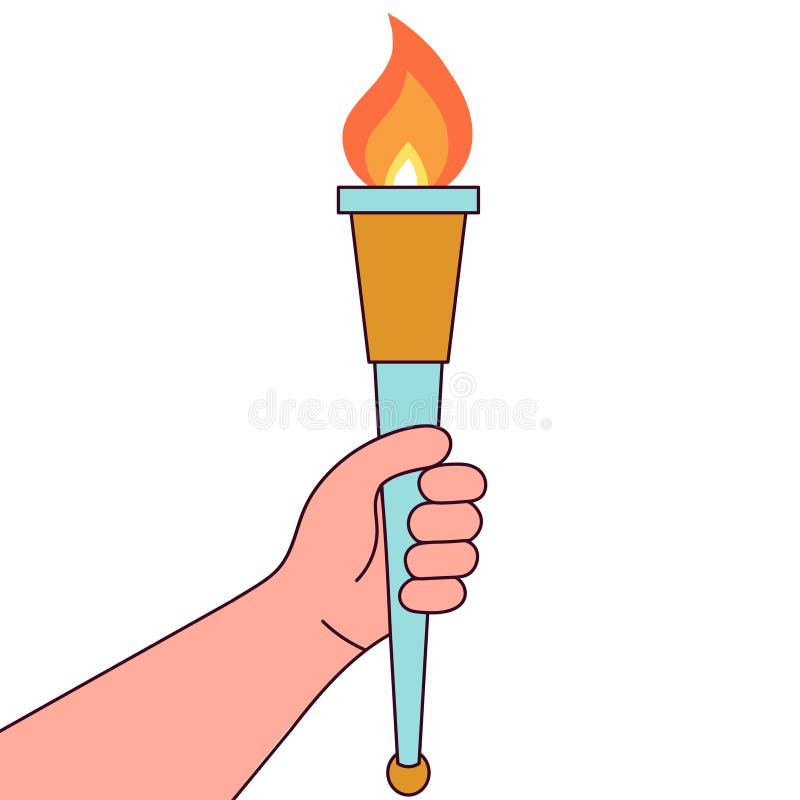 Hand Holding Torch with Fire Stock Vector - Illustration of simple ...