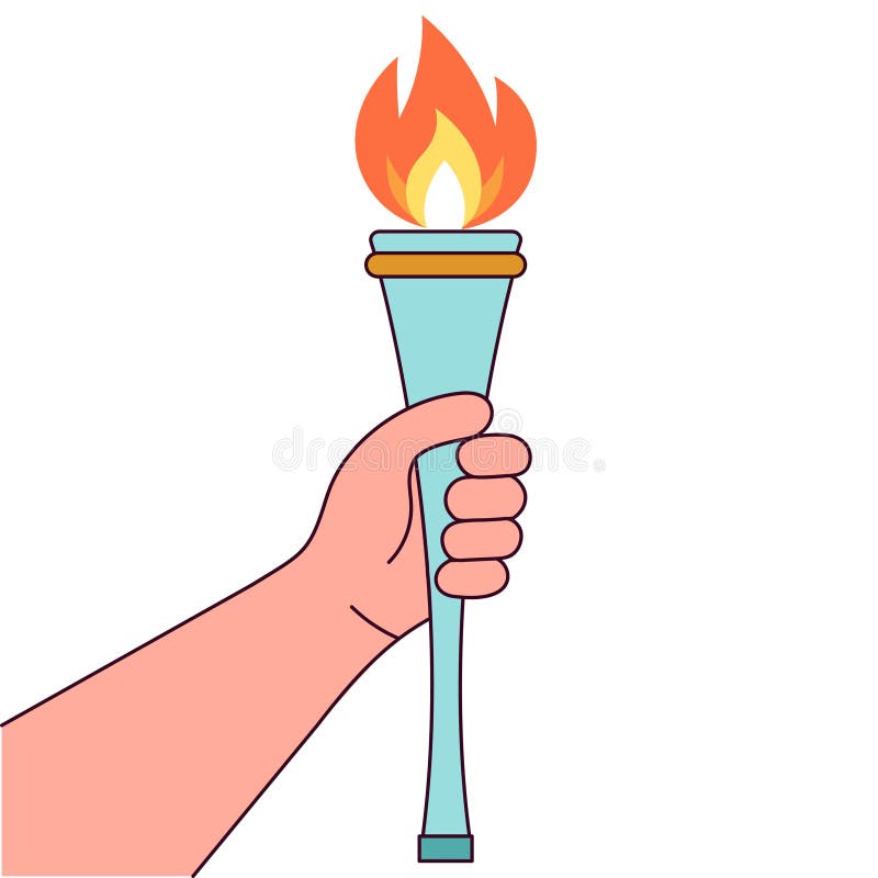 Hand Holding Torch with Fire Stock Vector - Illustration of cartoon ...