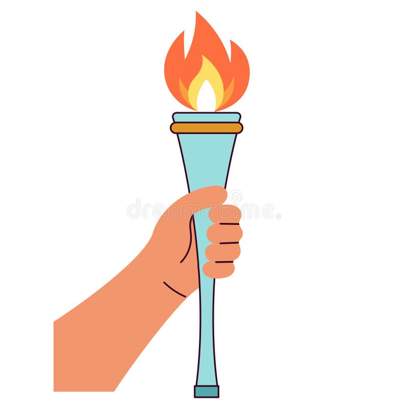 Hand Holding Torch with Fire Stock Vector - Illustration of ceremony ...