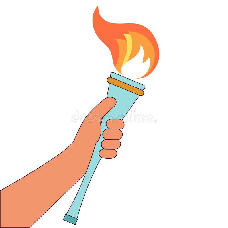 Hand Holding Torch with Fire Stock Vector - Illustration of 2024, flat ...