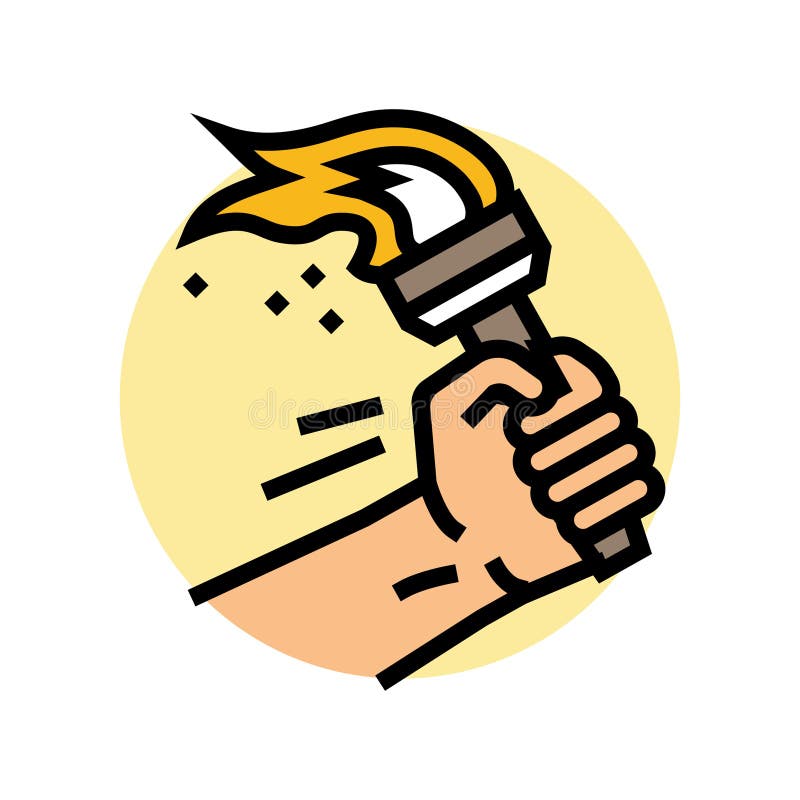 Hand Holding Torch Progress Color Icon Vector Illustration Stock ...