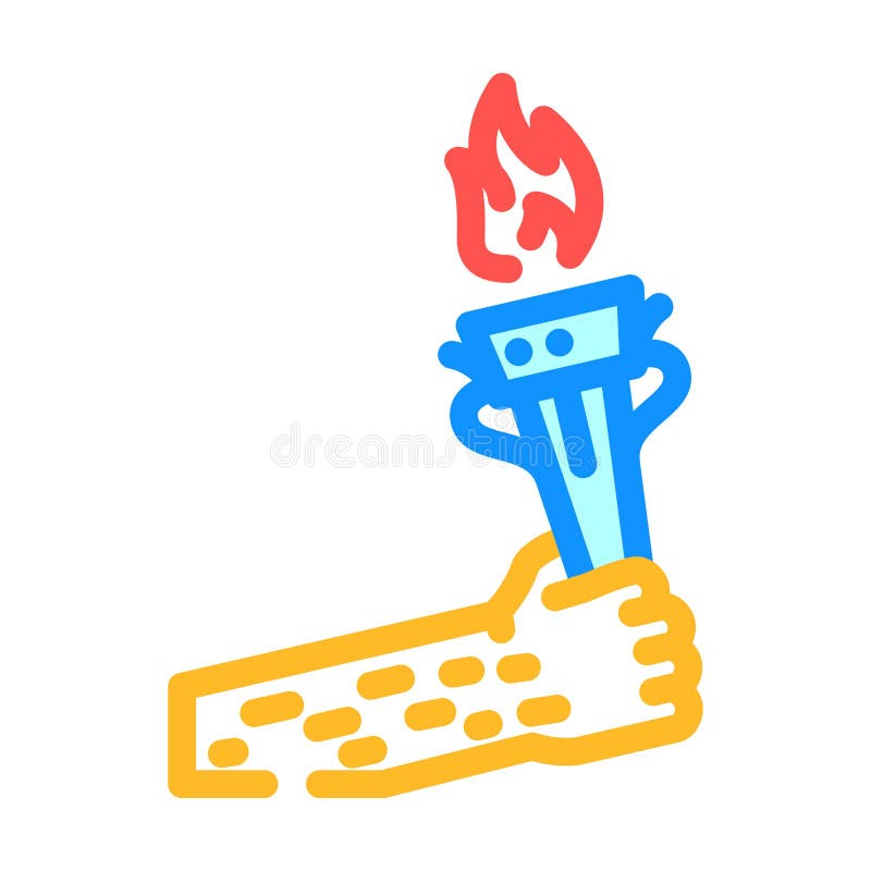 Hand Holding Torch Progress Color Icon Vector Illustration Stock Vector ...