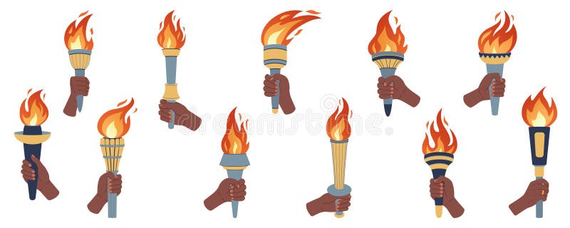 Hand Holding a Torch. Vector Set. Vector Illustration Stock Vector ...