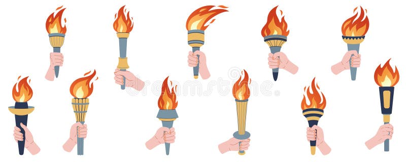 Hand Holding a Torch. Vector Set. Vector Illustration Stock Vector ...