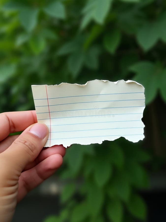 A Hand Holding a Torn Piece of Lined Notebook Paper Stock Illustration ...