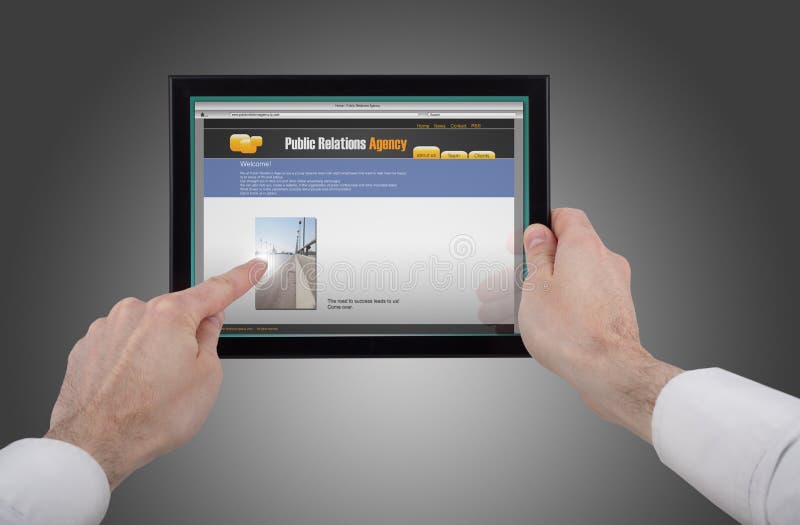 Male Hand Holding a Touchpad Pc Showing Newspaper Stock Photo - Image ...