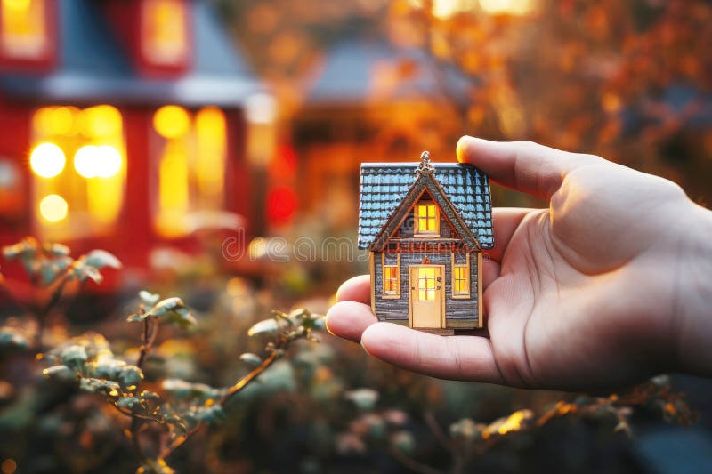 Hand Holding a Toy House. Real Estate Purchase Concept Stock ...