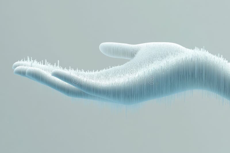 Hand Holding a Translucent Digital Representation of Human Silhouettes ...