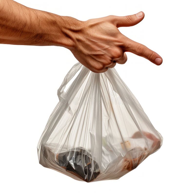 Hand Holding a Transparent Garbage Bag. Generative Ai Stock ...