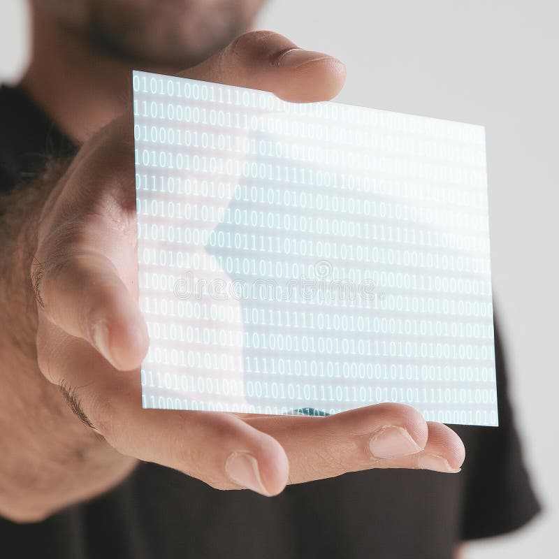 Hand Holding Transparent Future Mobile Phone Made of Graphene. Concept ...