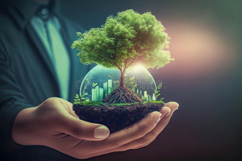 Hand holding tree stock illustration. Illustration of innovation ...