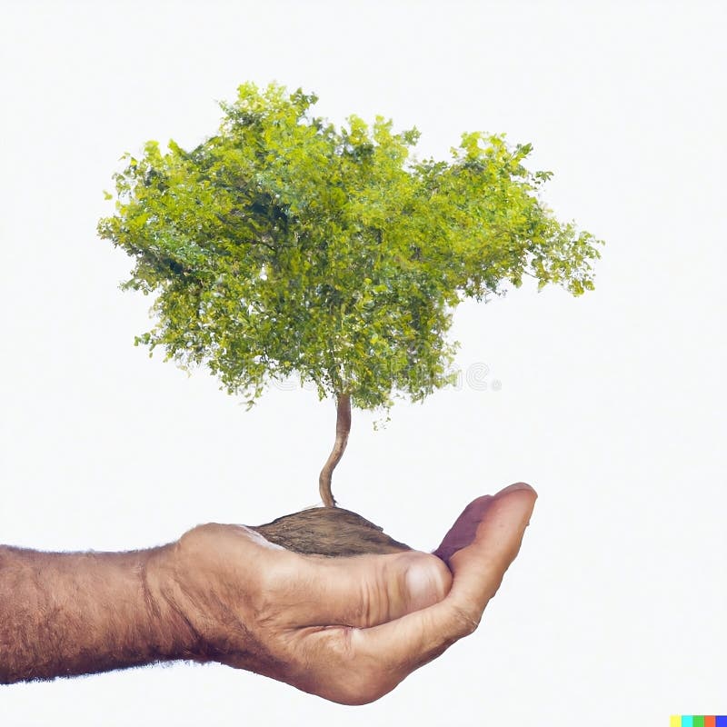 A Hand Holding Tree. Tree Growing on Hand Palm Stock Illustration ...