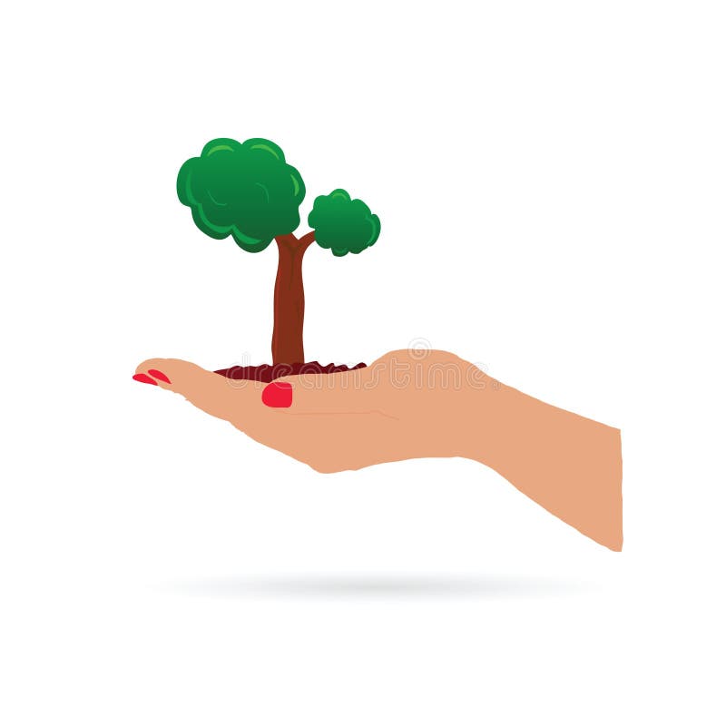 Hand Holding Tree Illustration Stock Vector - Illustration of isolated ...
