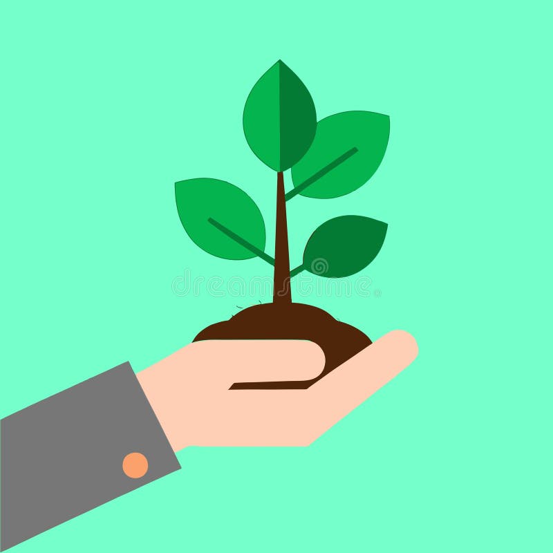 Hand Holding Tree Vector stock vector. Illustration of life - 361148892