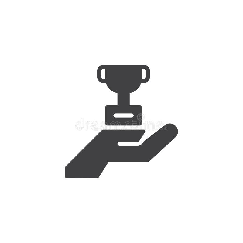 Hand Holding Trophy Cup Vector Icon Stock Vector - Illustration of ...
