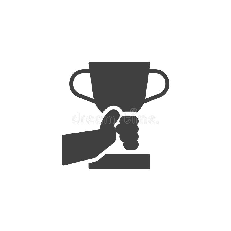 Hand Holding Trophy Cup Vector Icon Stock Vector - Illustration of ...