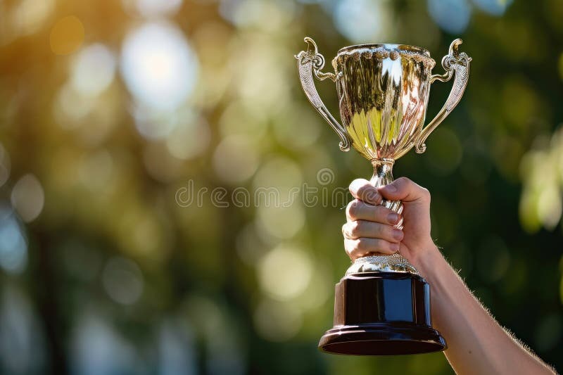 A Hand Holding a Trophy Up in the Air Stock Image - Image of salute ...