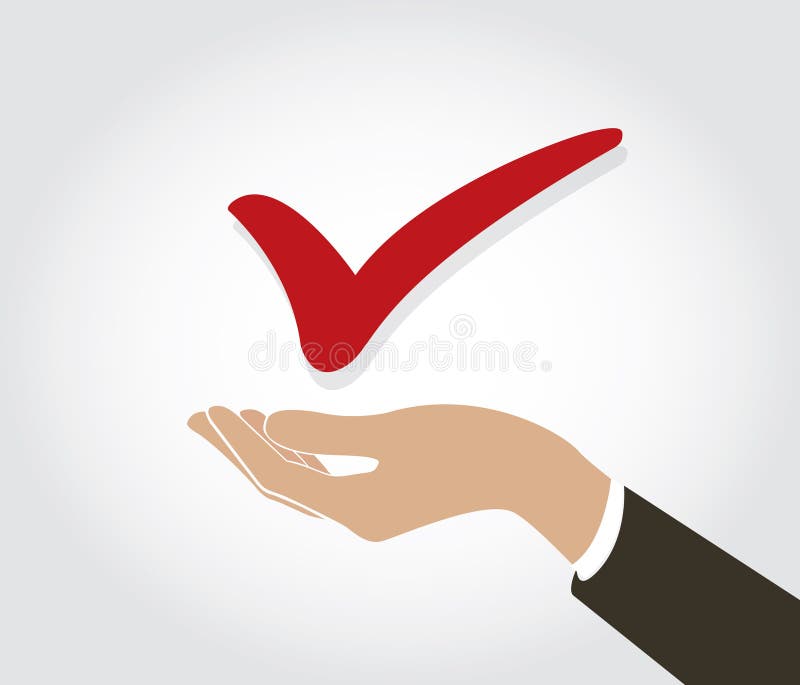 Hand Holding True Check Icon Symbol Stock Vector - Illustration of ...