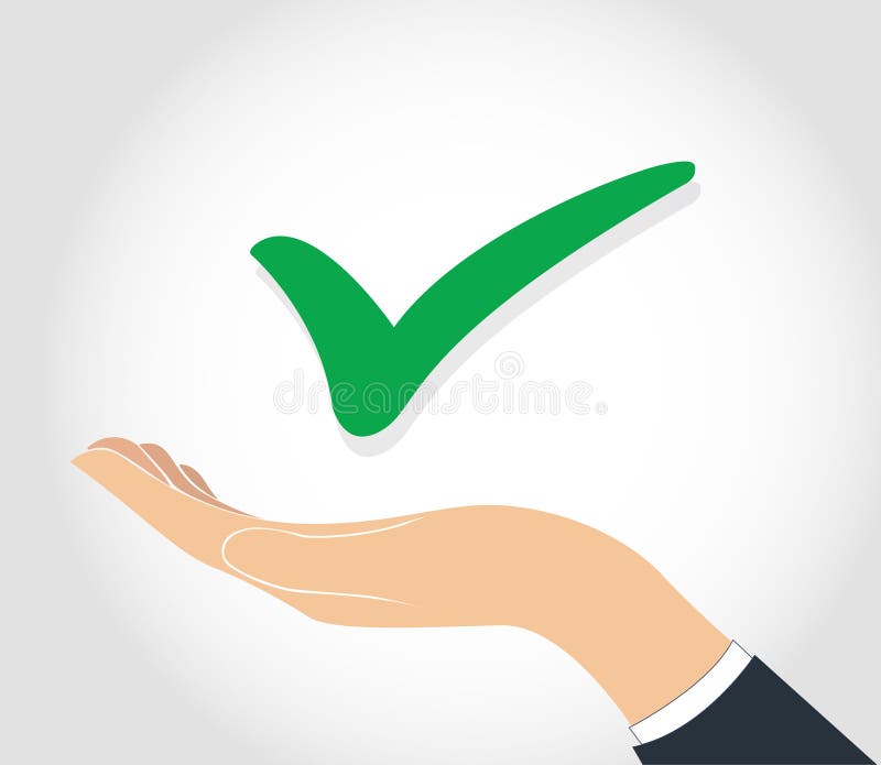 Hand Holding True Check Icon Symbol Stock Vector - Illustration of ...
