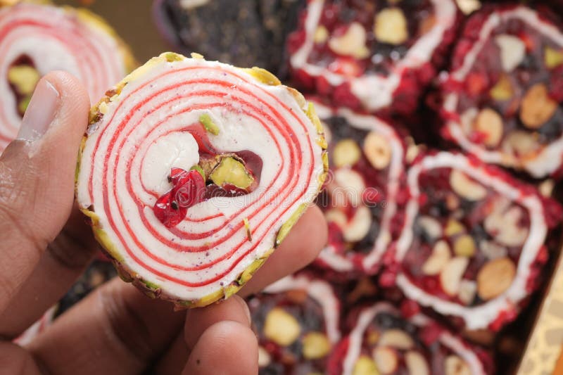 Hand Holding a Turkish Delight Stock Image - Image of artisan, hand ...