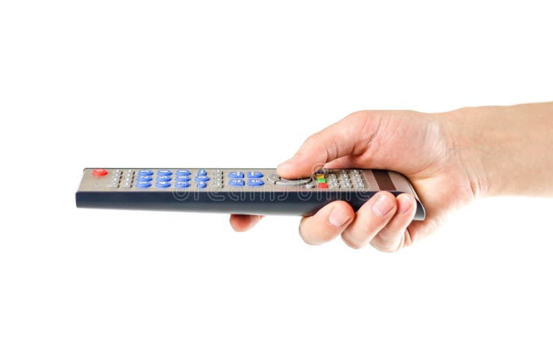 Hand Holding the TV Remote. Close Up Stock Image - Image of close ...