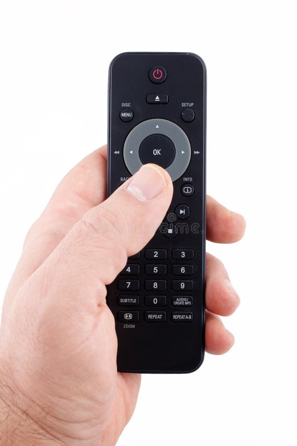 Hand Holding TV Remote Control Stock Photo - Image of finger, button ...