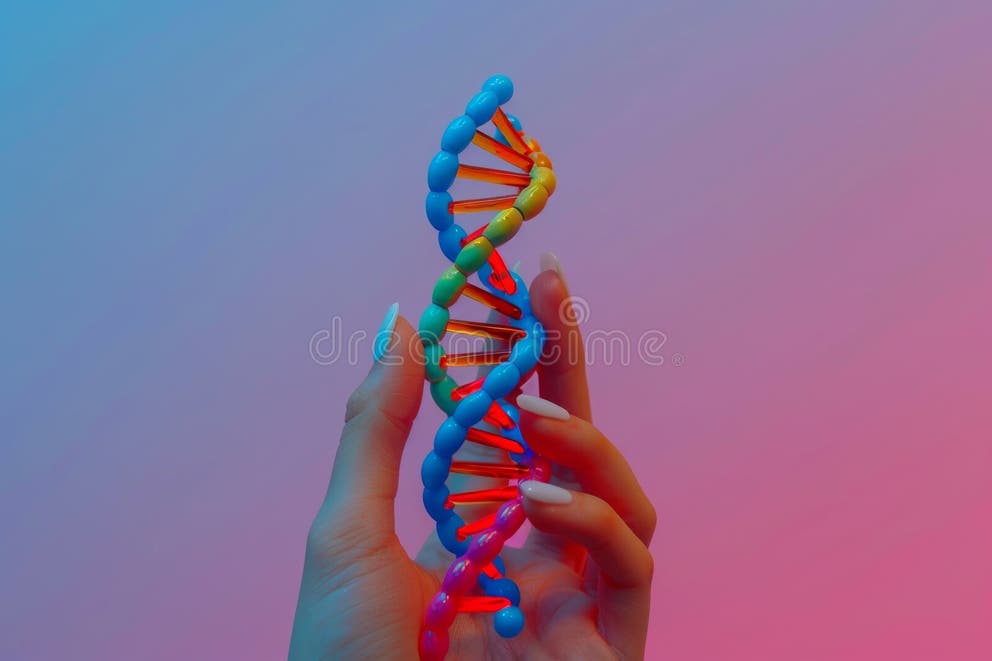 Hand Holding a Twisting DNA Model, Symbolizing the Dynamics of Genetic ...