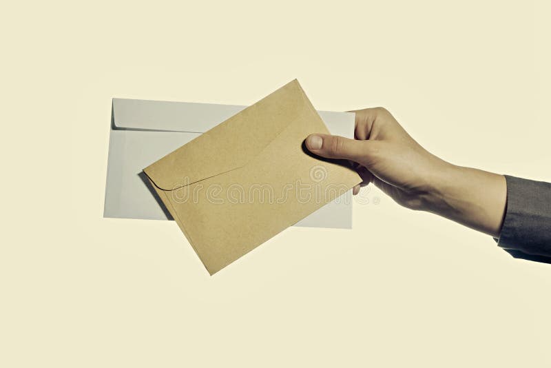 Set of: hand with envelope stock image. Image of information - 74821483
