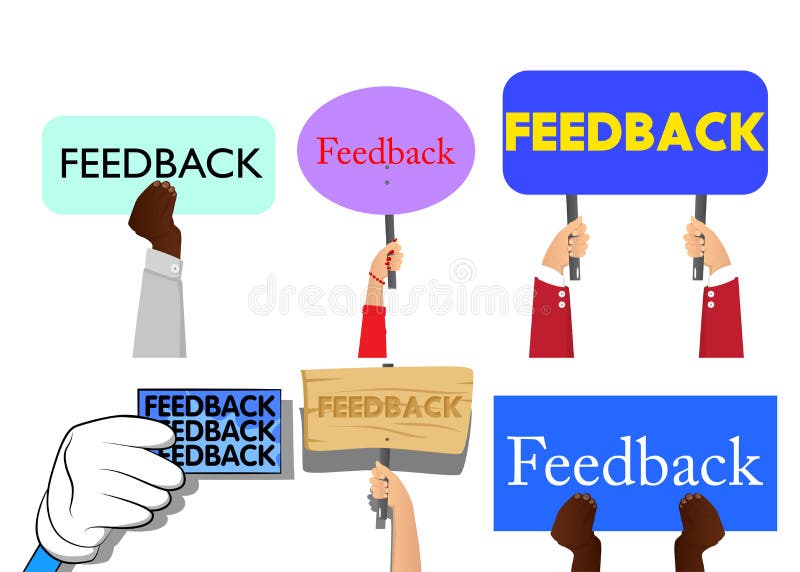 Hand Holding Up a Banner with Feedback Text. Stock Vector ...