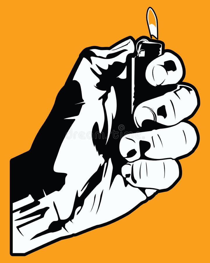 Hand Holding Up a Plastic Lighter Vector Graphic Illustration Stock ...