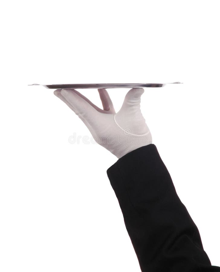 Silver Tray with Hand and Arm Stock Image - Image of white, smiling: 364607