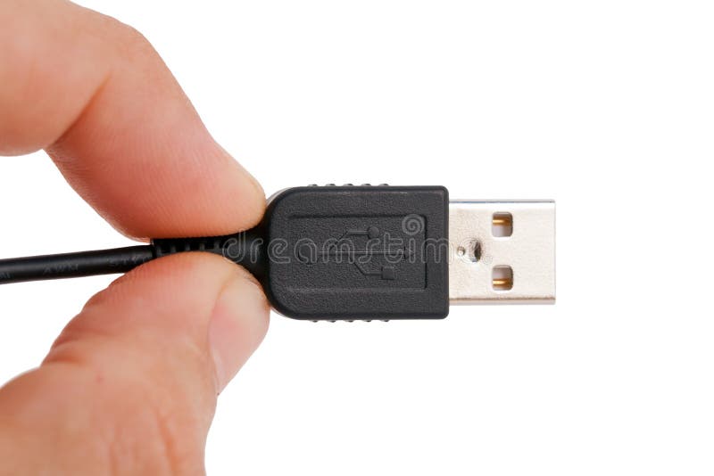 Hand holding USB cable stock image. Image of isolated - 34969605