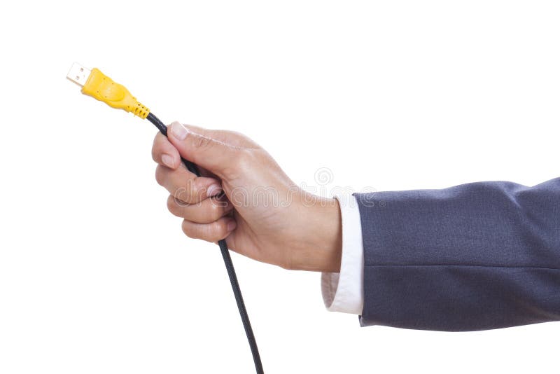 Hand holding USB cable. stock photo. Image of connection - 38261520