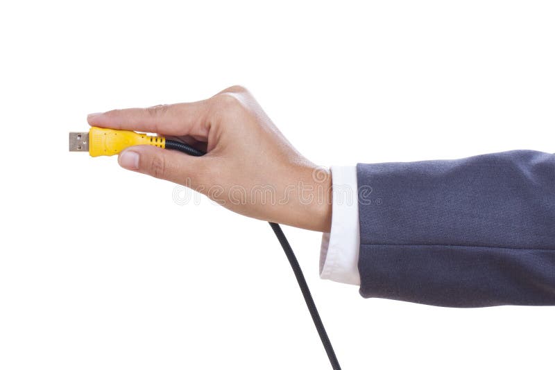 Hand holding USB cable. stock photo. Image of internet - 38261710