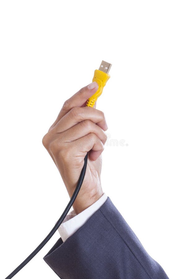 Hand holding USB cable. stock photo. Image of charging - 38265616