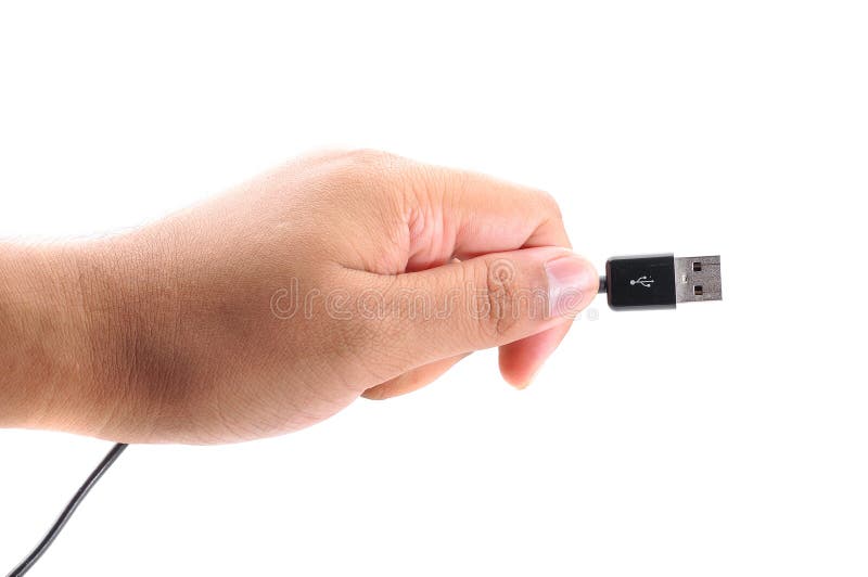 Hand holding USB cable stock image. Image of isolated - 34969605